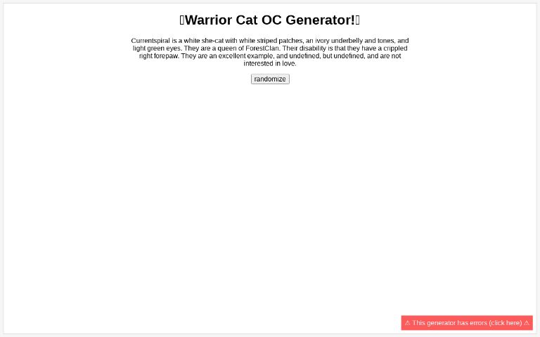 🐾Warrior Cat OC Generator!🐾