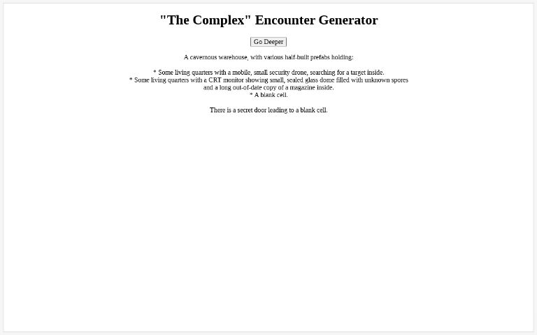 "The Complex" Encounter Generator