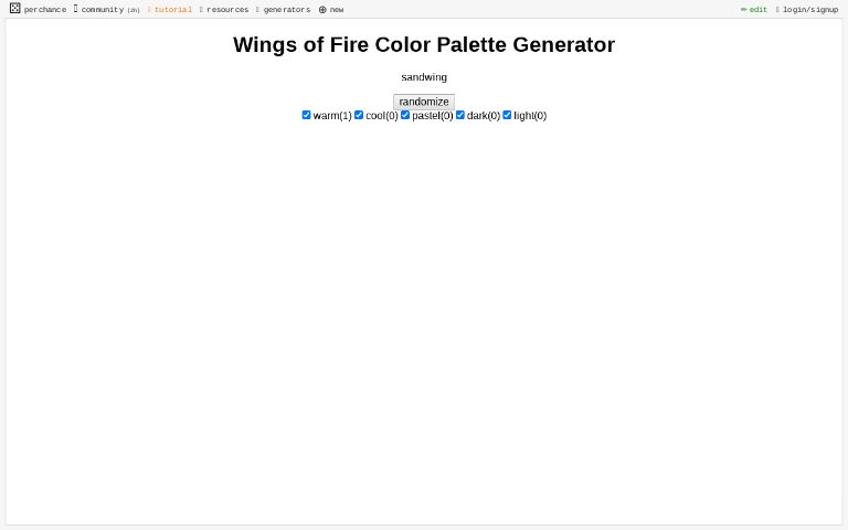 Wings of Fire Color Palette Generator