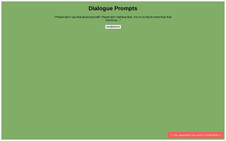 Dialogue Prompts ― Perchance Generator