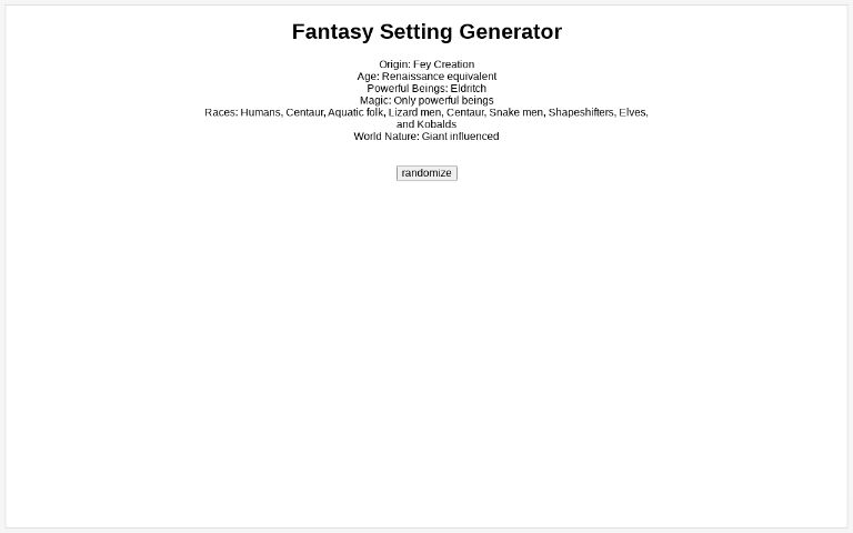 Fantasy Setting Generator