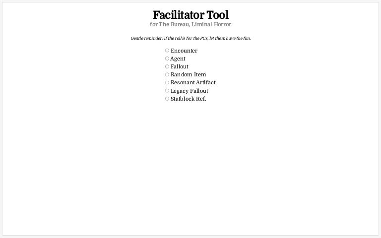 Facilitator Tool ― Perchance Generator
