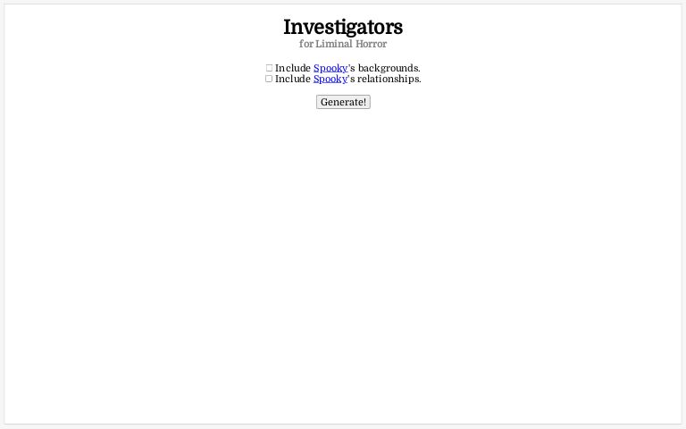Investigators ― Perchance Generator