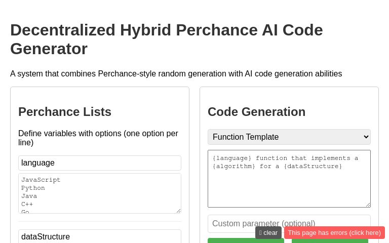 Decentralized Hybrid Perchance AI Code Generator
