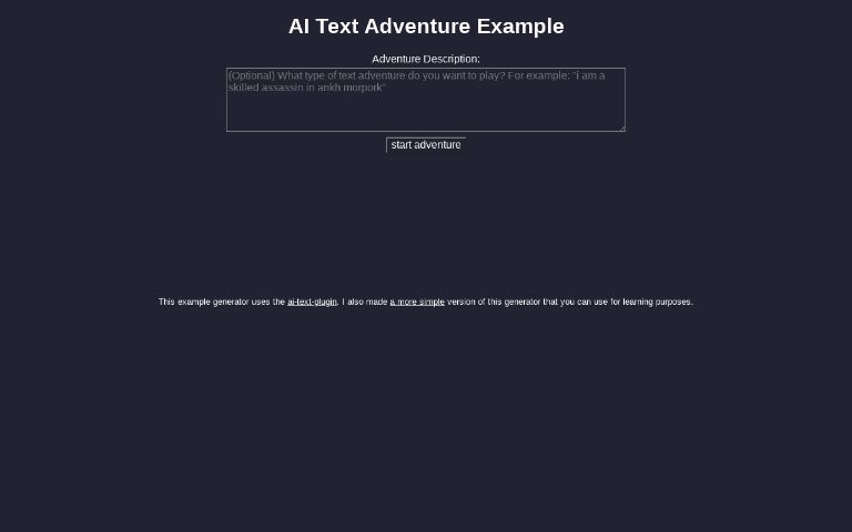 AI Text Adventure Example ― Perchance Generator