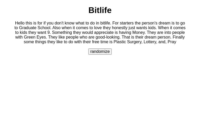 Bitlife ― Perchance Generator