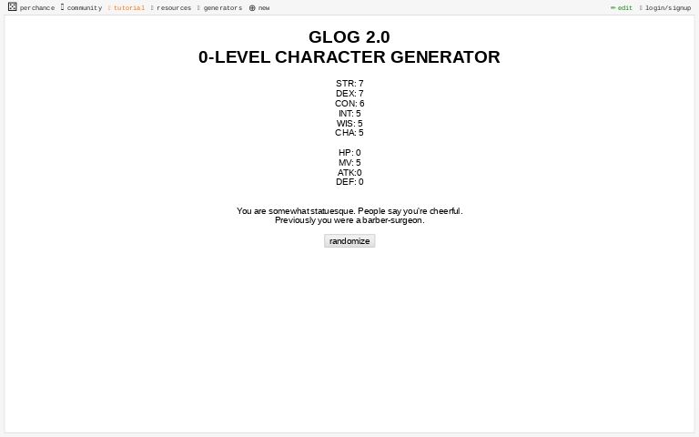 GLOG 2.0 0-LEVEL CHARACTER GENERATOR