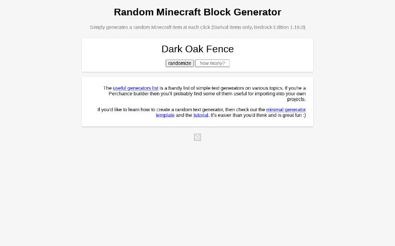 Random Minecraft Block Generator