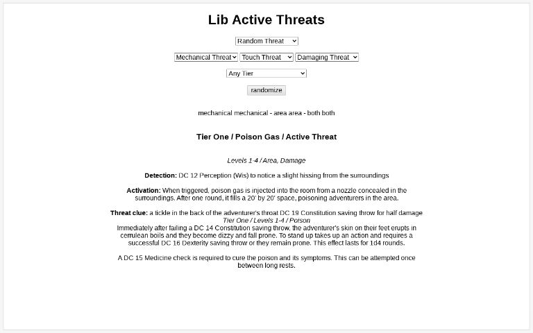 Lib Active Threats ― Perchance Generator