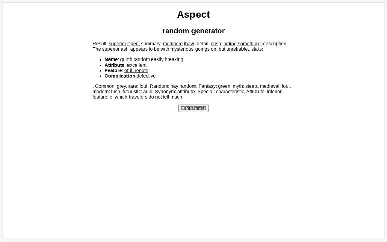 Aspect ― Perchance Generator
