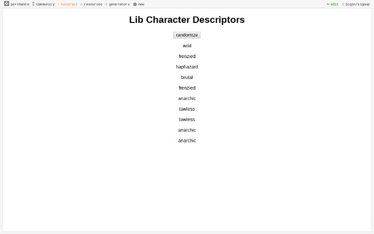 Lib Character Descriptors ― Perchance Generator