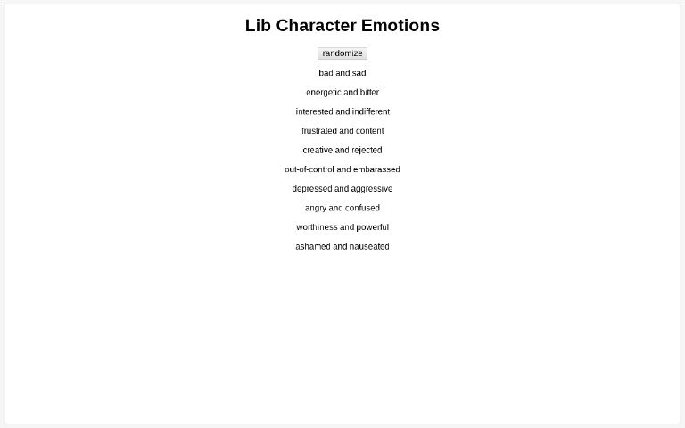 Lib Character Emotions ― Perchance Generator