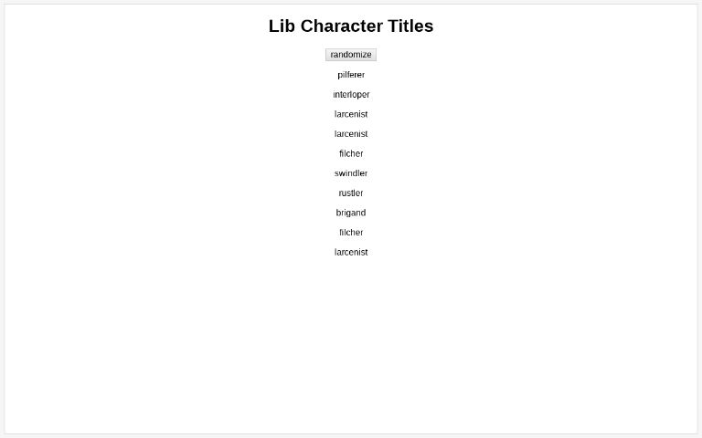 Lib Character Titles ― Perchance Generator
