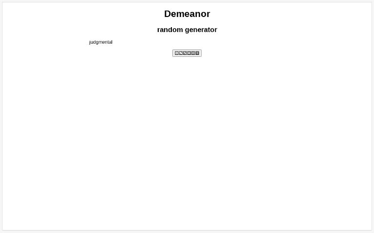Demeanor ― Perchance Generator