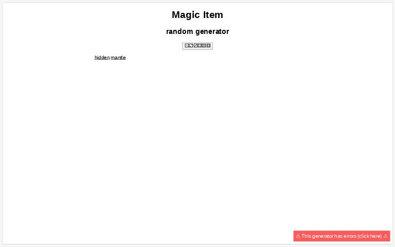 Magic Item ― Perchance Generator