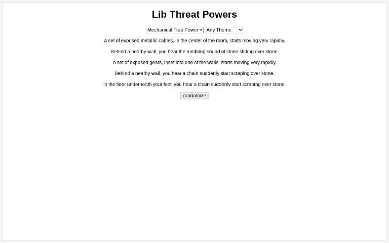 Lib Threat Powers ― Perchance Generator