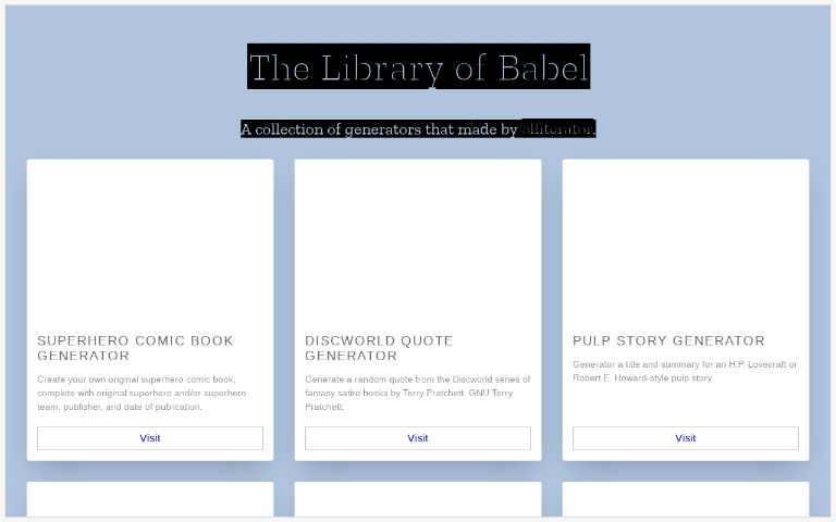 The Library of Babel ― Perchance Generator