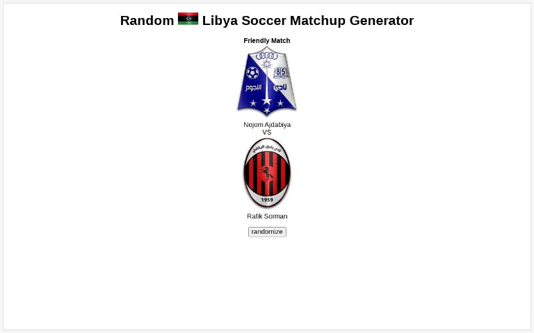 Random Libya Soccer Matchup Generator