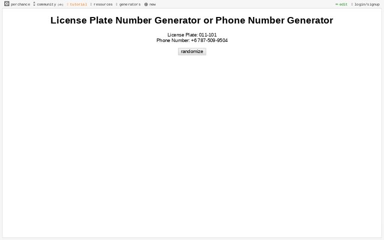 License Plate Number Generator or Phone Number Generator