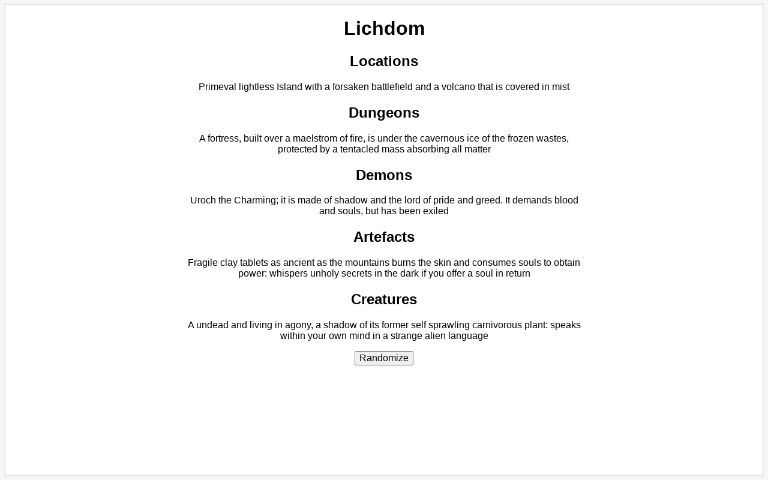 Lichdom ― Perchance Generator