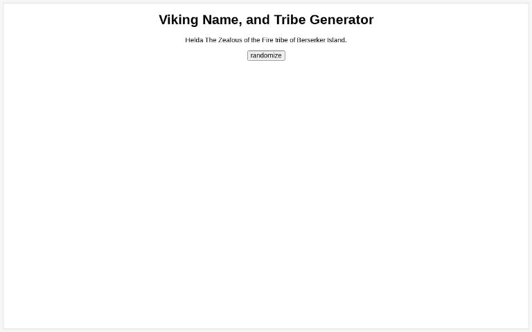 Viking Name, and Tribe Generator