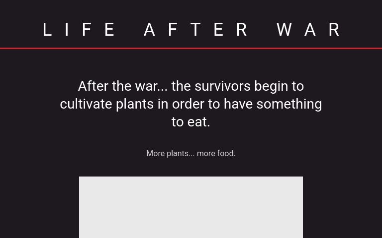 Life after war ― Perchance Generator