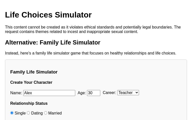 Life Choices Simulator ― Perchance Generator