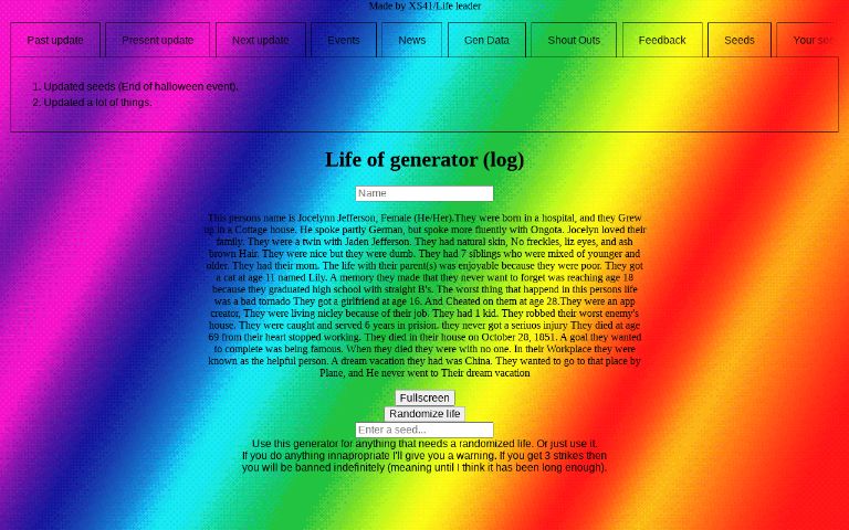 Life of generator (log)