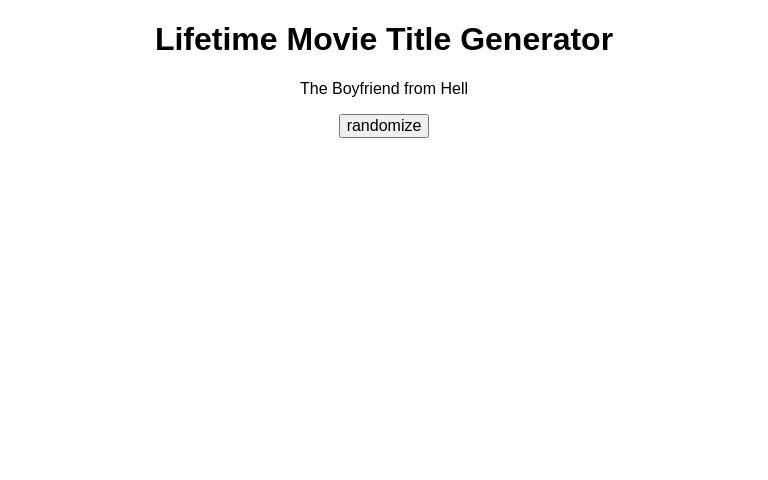 Lifetime Movie Title Generator