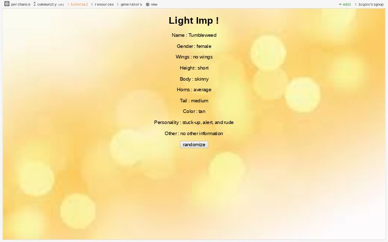 Light Imp ! ― Perchance Generator