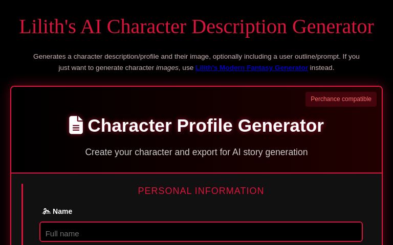 AI Character Description Generator