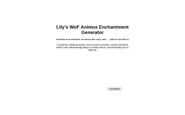 Lily's WoF Animus Enchantment Generator