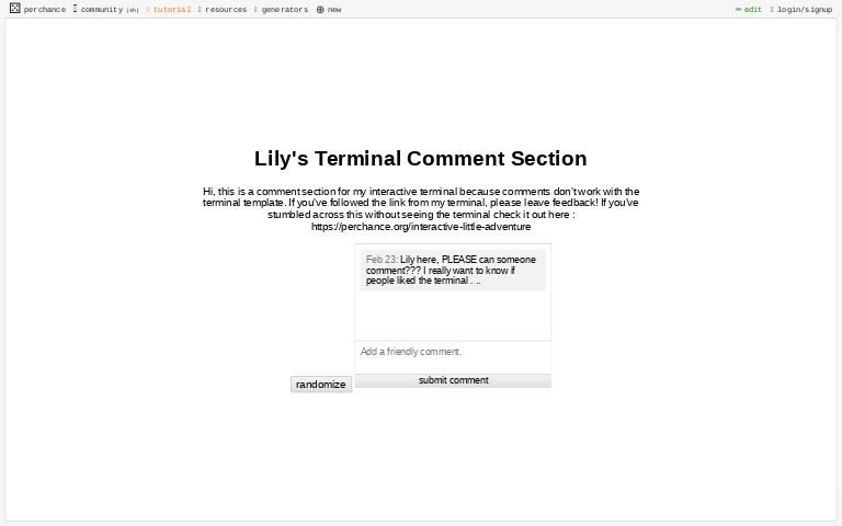 Lily's Terminal Comment Section ― Perchance Generator