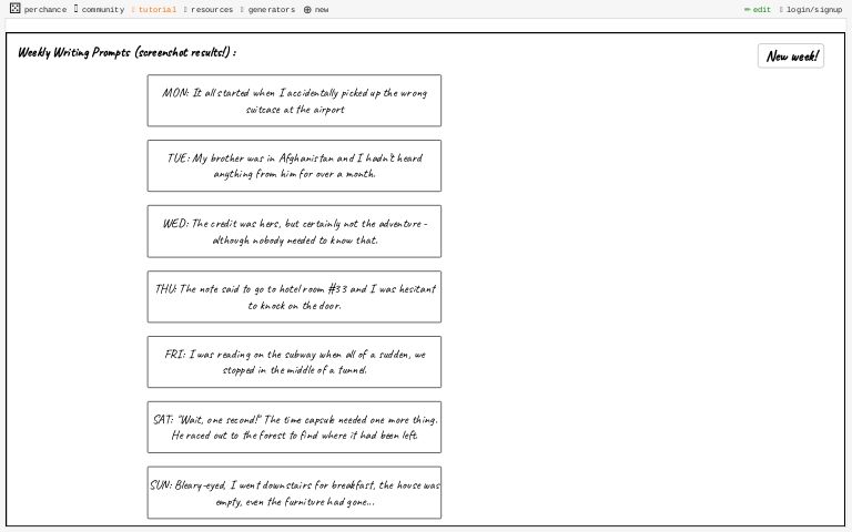 Lilys Weekly Writing Prompts ― Perchance Generator