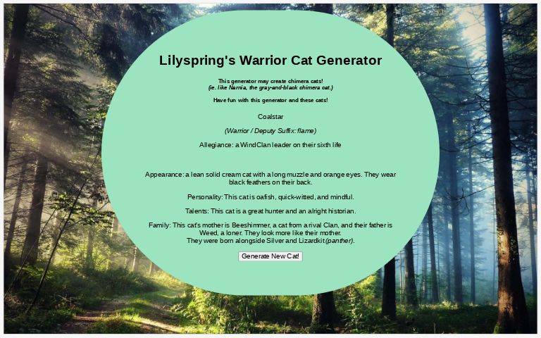 Lilyspring's Warrior Cat Generator