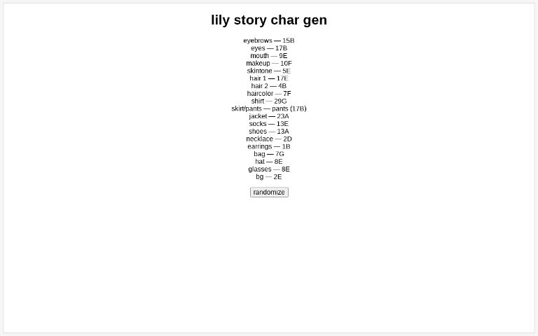 lily story char gen ― Perchance Generator