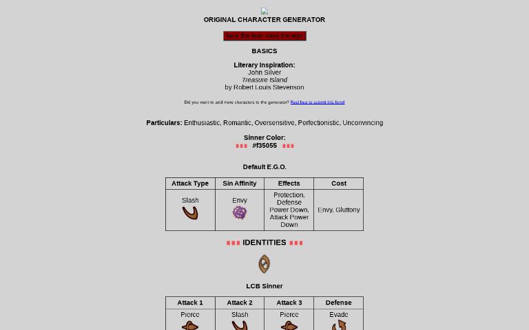 Limbus Company Oc Generator