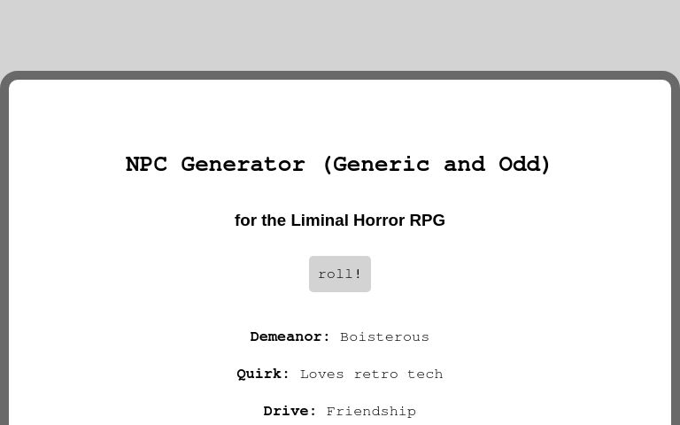 NPC Generator (Generic and Odd)