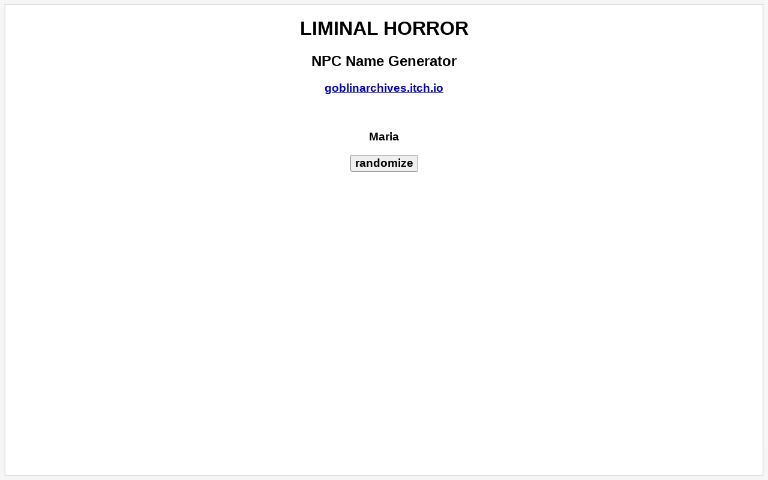 LIMINAL HORROR ― Perchance Generator