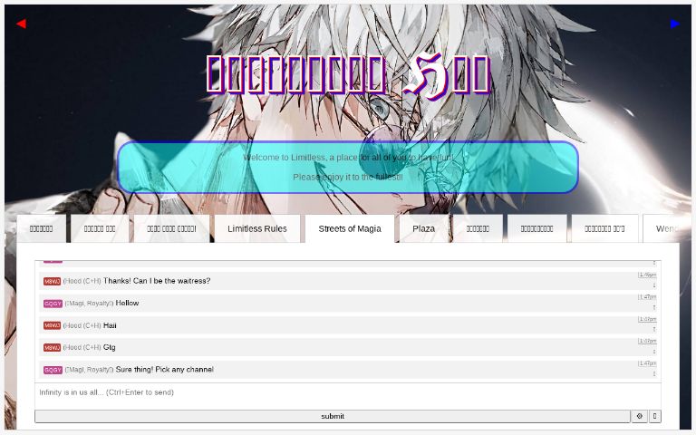 𝔏𝔦𝔪𝔦𝔱𝔩𝔢𝔰𝔰 ℌ𝔲𝔟 ― Perchance Generator