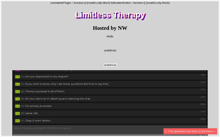limitless-therapy ― Perchance Generator