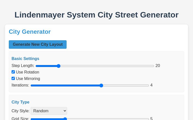 Lindenmayer System City Street Generator