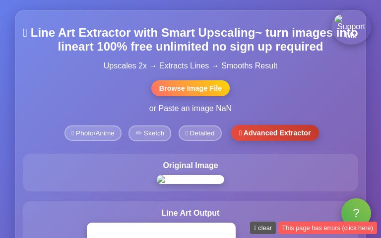🎨 Line Art Extractor with Smart Upscaling ― Perchance Generator