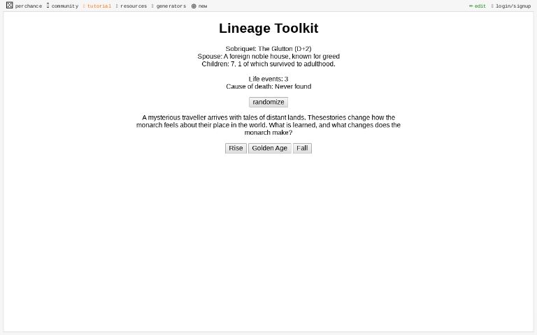 Lineage Toolkit ― Perchance Generator