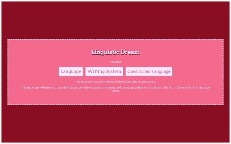 Linguistic Dream ― Perchance Generator