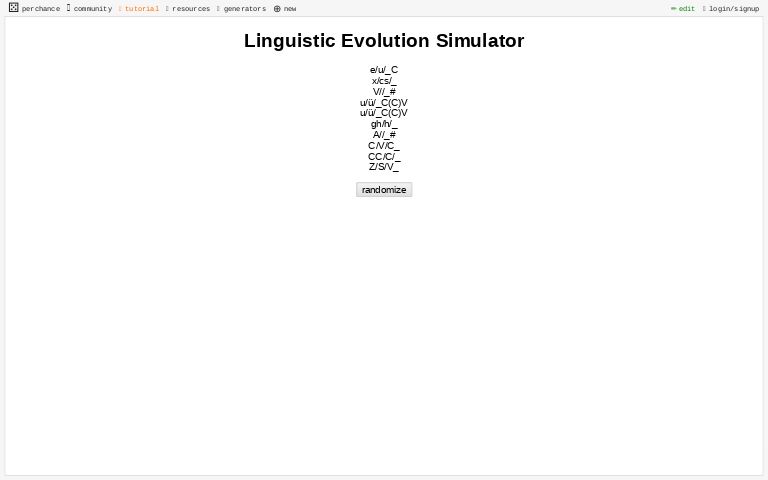 Linguistic Evolution Simulator ― Perchance Generator