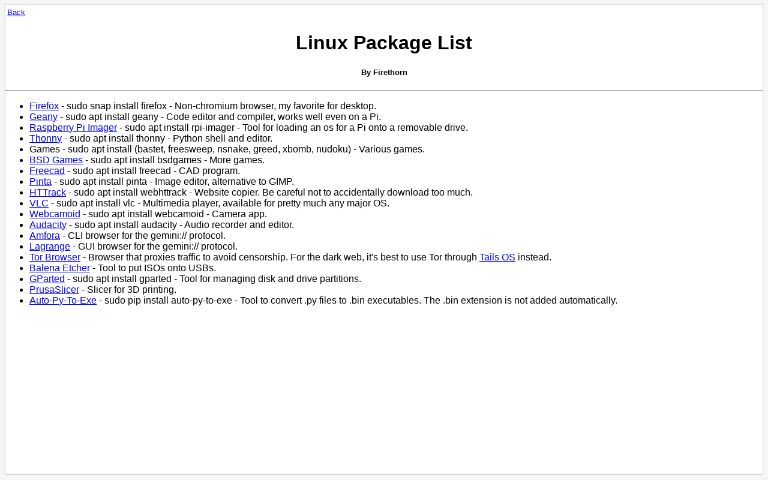 Linux Package List ― Perchance Generator