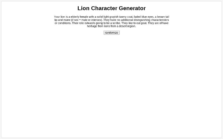 Lion Character Generator