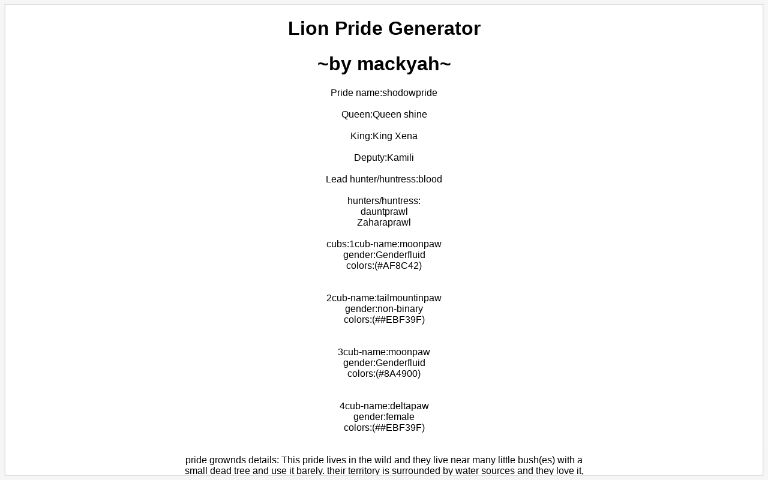 Lion Pride Generator