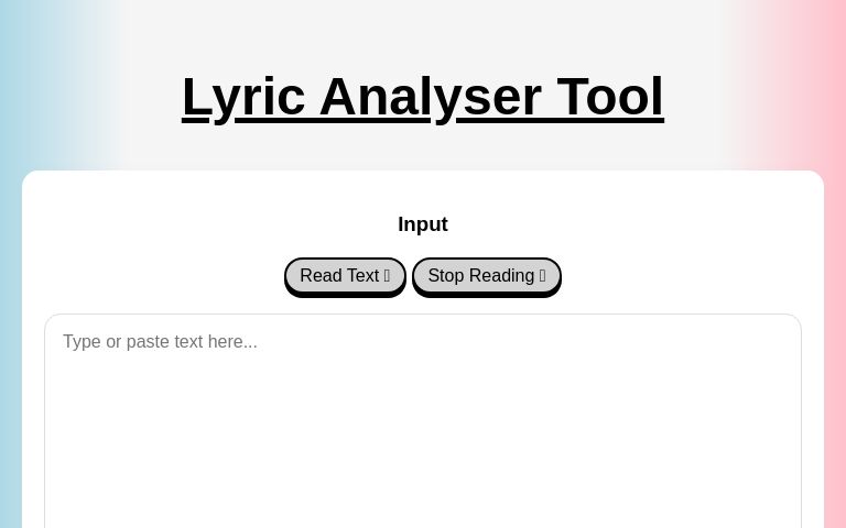 Lyric Analyser Tool ― Perchance Generator